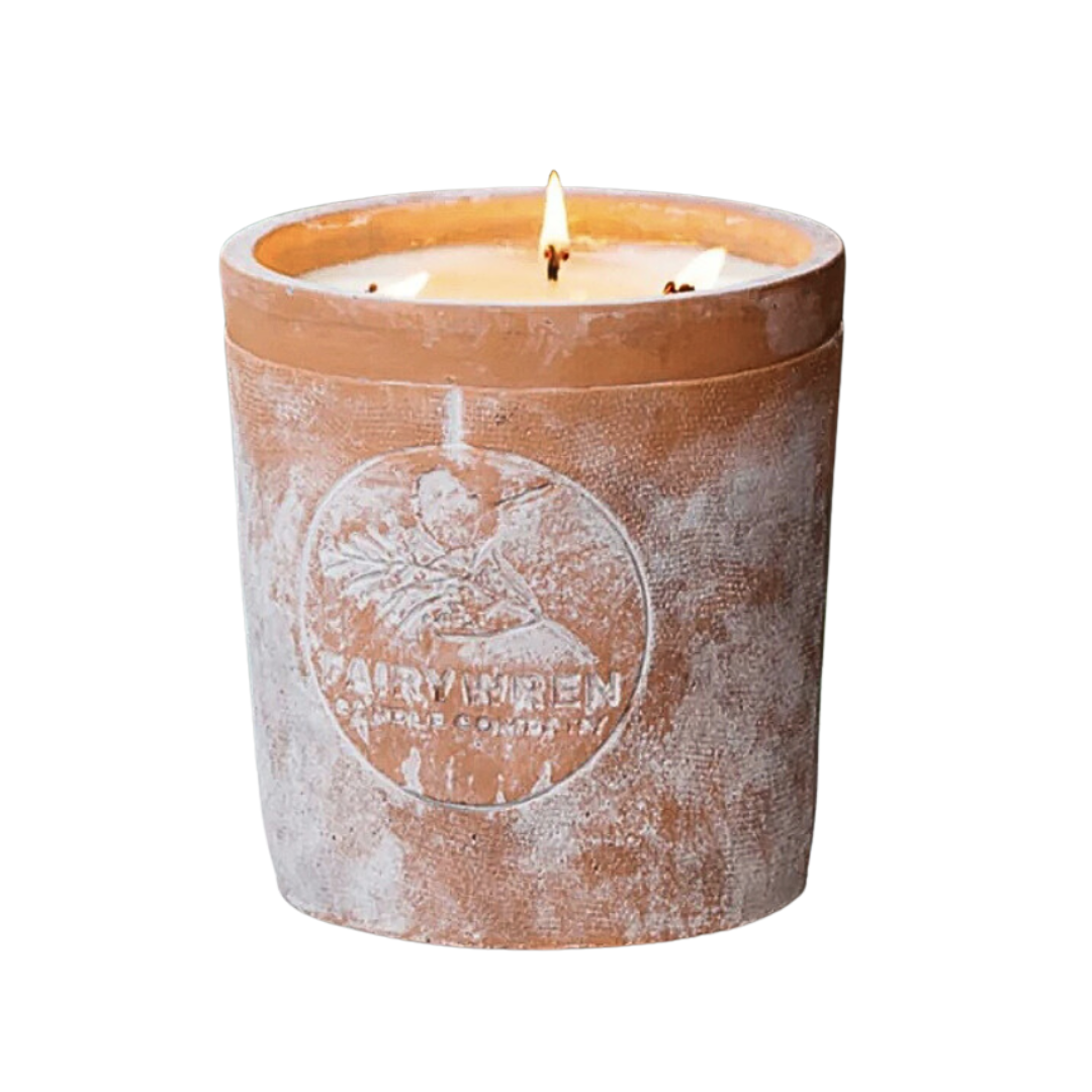 Terracotta Scented Candle - 3-wick Amber & Sandalwood (available in-st ...