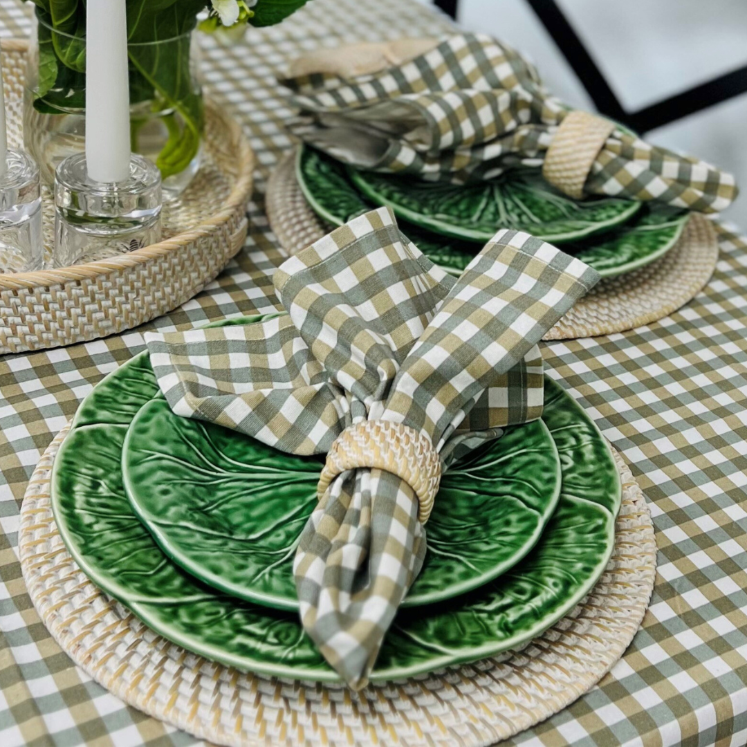 Beige & Grey Check Table Cloth – Home and Abroad Trading
